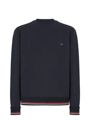 Missoni Crew Neck Sweatshirt With Knit Embroidery And Logo - Blue