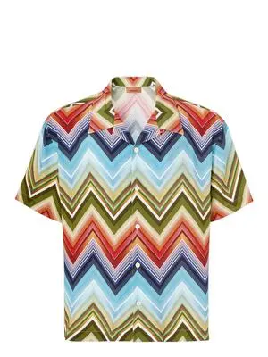 Missoni Bowling Shirt In Viscose With Macro Zigzag Print - Multicoloured