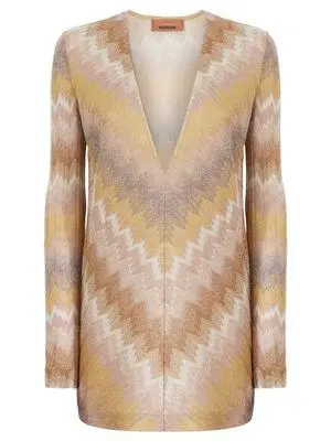 Missoni Long-sleeved Mini Dress In Ombre Lurex - Multicoloured