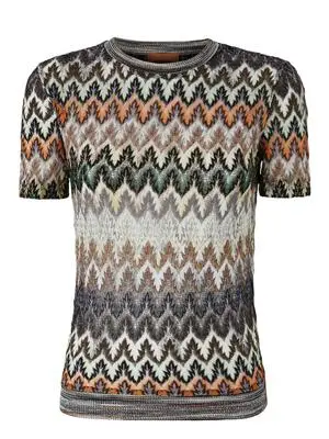 Missoni Cotton And Viscose Lamé Crewneck T-shirt With Lace Motif - Multicoloured