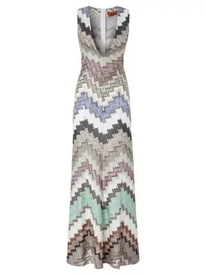 Missoni Viscose Lamé Gown With Deep V-neck - Multicoloured