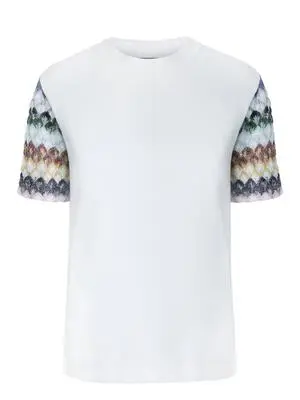 Missoni Cotton Crewneck T-shirt With Chevron Details - Multicoloured