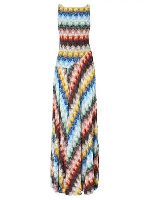Missoni S Long Dress In Lamé Viscose With Lace Motif - Multicoloured