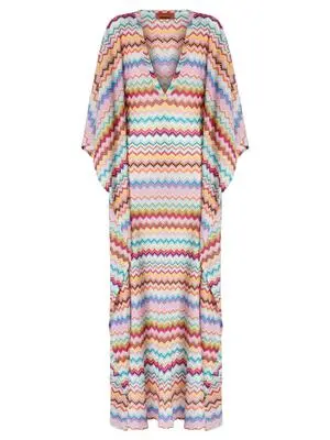Missoni Long Caftan Cover-up With Micro Pixel-effect Zigzag Pattern - Multicoloured