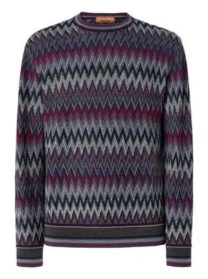 Missoni Crew Neck Sweater With 3d Zigzag Pattern - Multicoloured