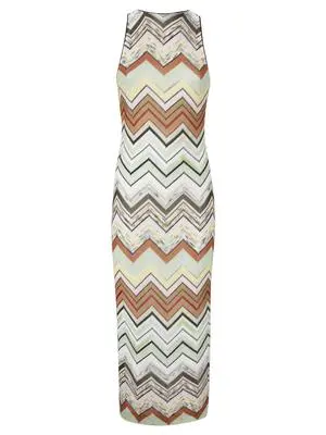 Missoni Sleeveless Long Dress In Viscose And Cotton Chevron - Multicoloured