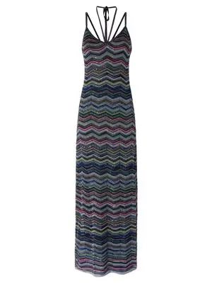 Missoni Long Chevron Knit Dress With Braided Straps - Multicoloured