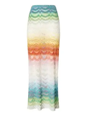 Missoni Long Skirt In Shaded Lamé Viscose With Slit - Multicoloured