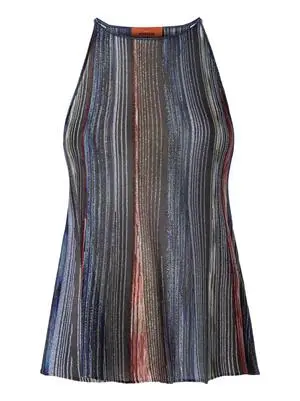 Missoni Sleeveless Ribbed Viscose Lamé Top - Multicoloured