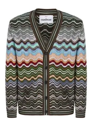 Missoni Cotton And Viscose Chevron Cardigan With Greek Motif - Multicoloured