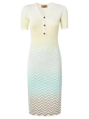 Missoni Chevron Dégradé Cotton And Viscose Midi Dress - Multicoloured