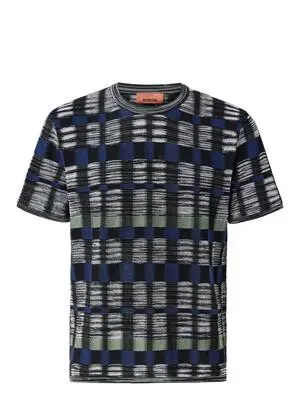 Missoni Crew-neck Cotton And Viscose T-shirt With Check Pattern - Multicoloured