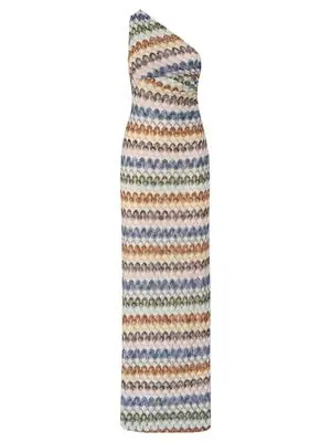 Missoni One-shoulder Viscose Lamé Long Dress - Multicoloured
