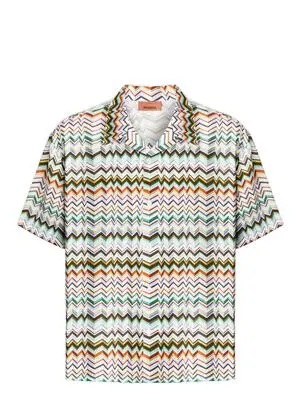 Missoni Bowling Shirt In Viscose With Irregular Zigzag Print - Multicoloured