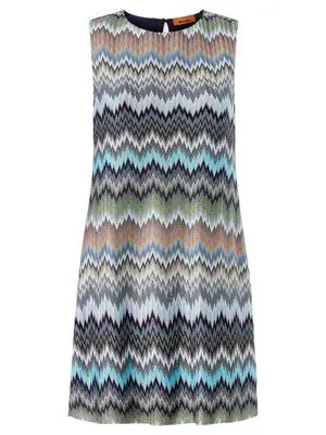 Missoni Sleeveless Viscose Chevron Mini Dress - Multicoloured