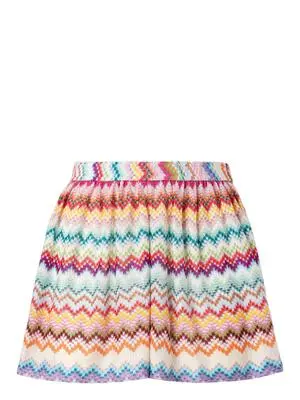 Missoni Viscose Lamé Shorts With Pixelated Zigzag Motif - Multicoloured