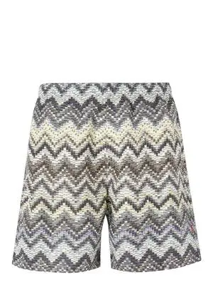 Missoni Long Swim Shorts With Dashed Zigzag Print - Multicoloured