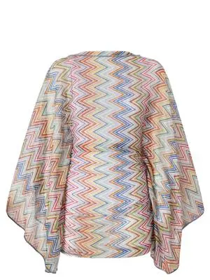 Missoni Short Caftan Cover-up With Batwing Sleeves And Zig Zag Motif - Multicoloured
