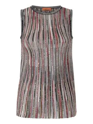 Missoni Ribbed Mixed Viscose Sleeveless Top With Sequins - Multicoloured