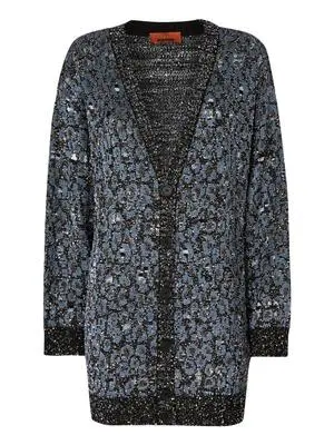 Missoni Oversized Cardigan In An Animal-print Jacquard Knit Multicoloured