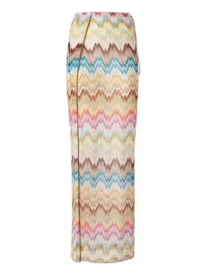 Missoni Long Pareo Skirt With Irregular Zig Zag Print - Multicoloured