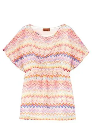 Missoni Short Dress In Cotton And Silk Blend - Multicoloured