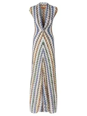 Missoni Long Lace Dress With Knot Detail - Multicoloured