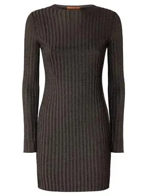 Missoni Ribbed Viscose Lamé Mini Dress - Brown