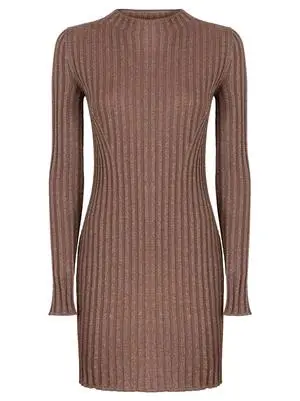 Missoni Ribbed Viscose Lamé Mini Dress - Rust