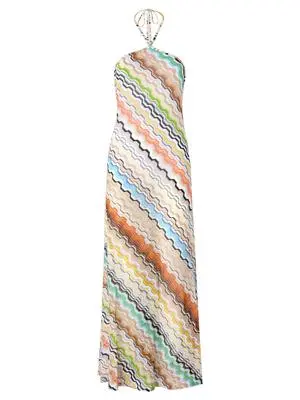Missoni Long Cover-up With Halterneck And Greek Motif - Multicoloured