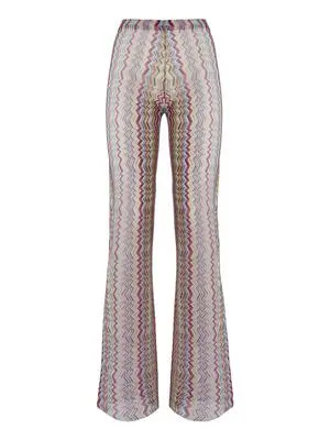 Missoni Flared Pants In Printed Zigzag Tulle - Multicoloured