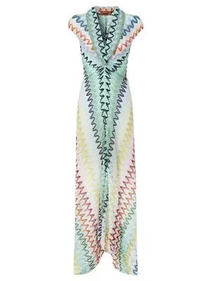 Missoni Long Dress In Zig Zag Lace - Multicoloured