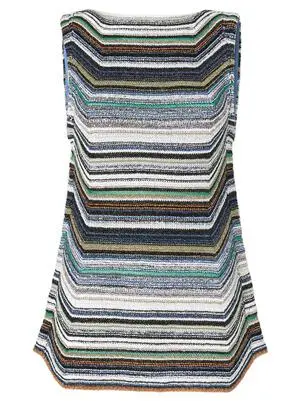Missoni Mini Dress In Striped Cotton Blend - Multicoloured