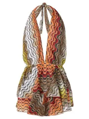 Missoni Short Cover-up With Greek Motif And Open Back - Multicoloured