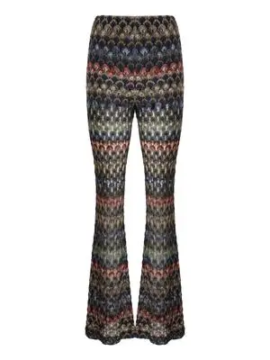 Missoni Flare Viscose Lamé Trousers With Lace Motif - Multicoloured