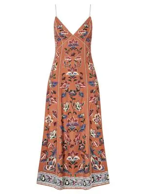 Farm Rio Floral Beauty Tapestry Floral-print Satin-twill Maxi Dress - Pink