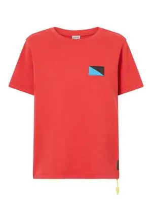 Loewe Logo Patch Cotton-blend Jersey T-shirt - Red