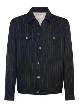 Brunello Cucinelli Striped Virgin-wool Jacket - Blue