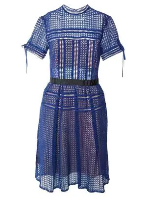 SELF-PORTRAIT Aurelia Eyelet Lace Dress - Blue