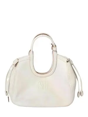 Miu Miu Ivy Nappa Leather Tote Bag - White