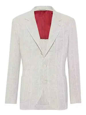 Brunello Cucinelli Stripe-pattern Notched-lapels Blazer - White