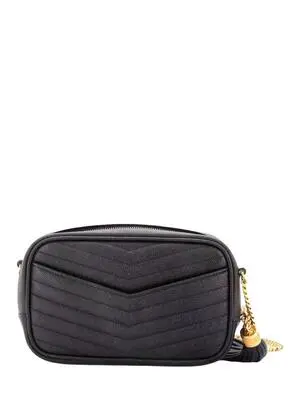 Saint Laurent Lou Camera Bag Matelasse Chevron Leather Mini Crossbody Bag - Black