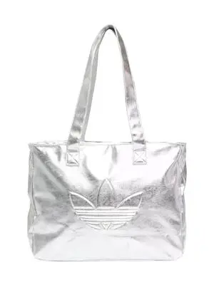 Adidas Metallic-effect Logo-embossed Tote Bag - Silver