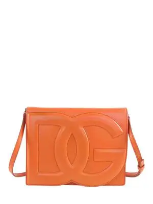 Dolce & Gabbana Leather Dg Logo Flap Crossbody Bag - Orange