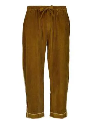 BAZISZT Lace-trim Corduroy Trousers - Brown
