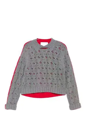 CIRCUS HOTEL Cable-knit Distressed Sweater - Grey
