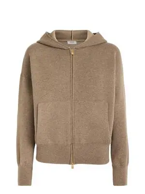 Agnona Cashmere-wool-silk Zip-up Hoodie - Brown