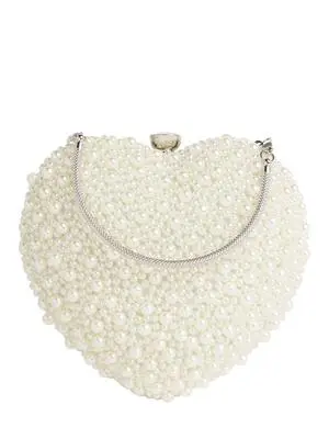 DAVID CHARLES Embellished Faux Pearl Top-handle Bag - Silver