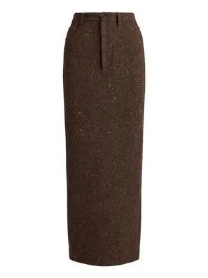 Ralph Lauren Donegal Tweed Fontaine Maxi Skirt - Brown