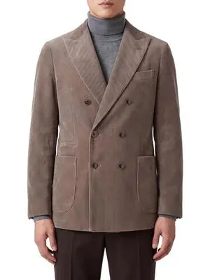 Brunello Cucinelli Double-breasted Corduroy Velvet Blazer With Lapels - Grey